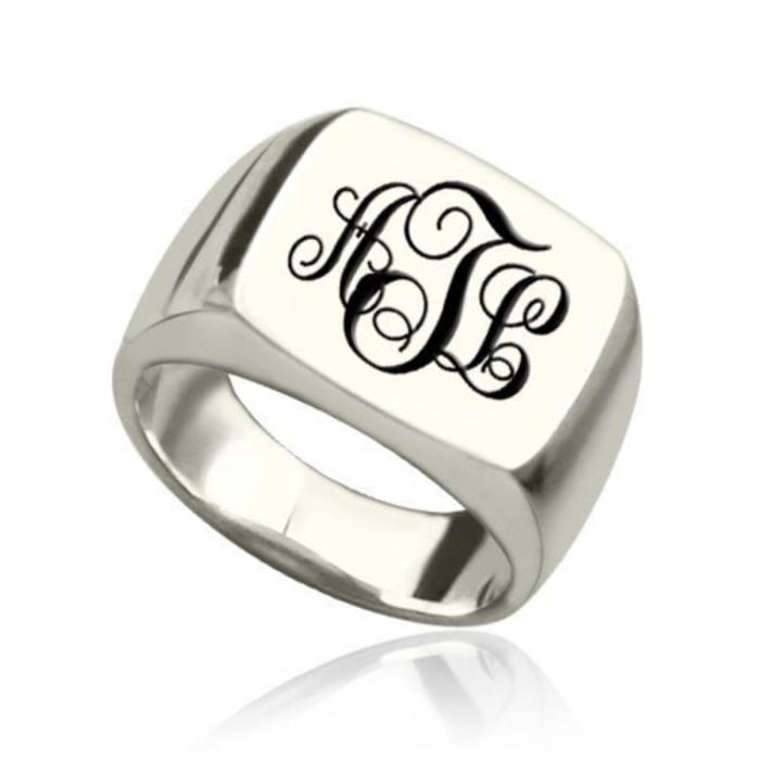 Custom Sterling Silver 925 Monogram 3 Initial Mens Wedding Ring | My ...