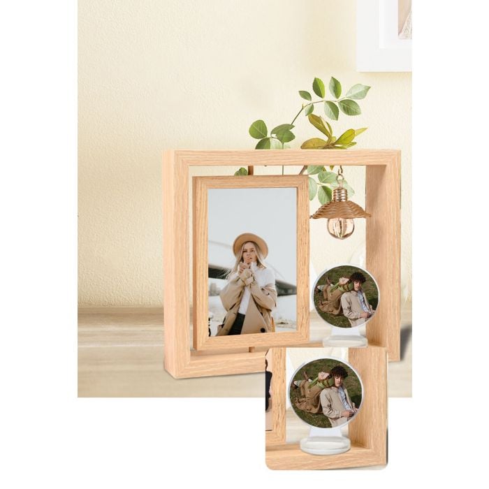 Customized Double Sided Rotating Photo Wooden Frame With Photo, Picture ...