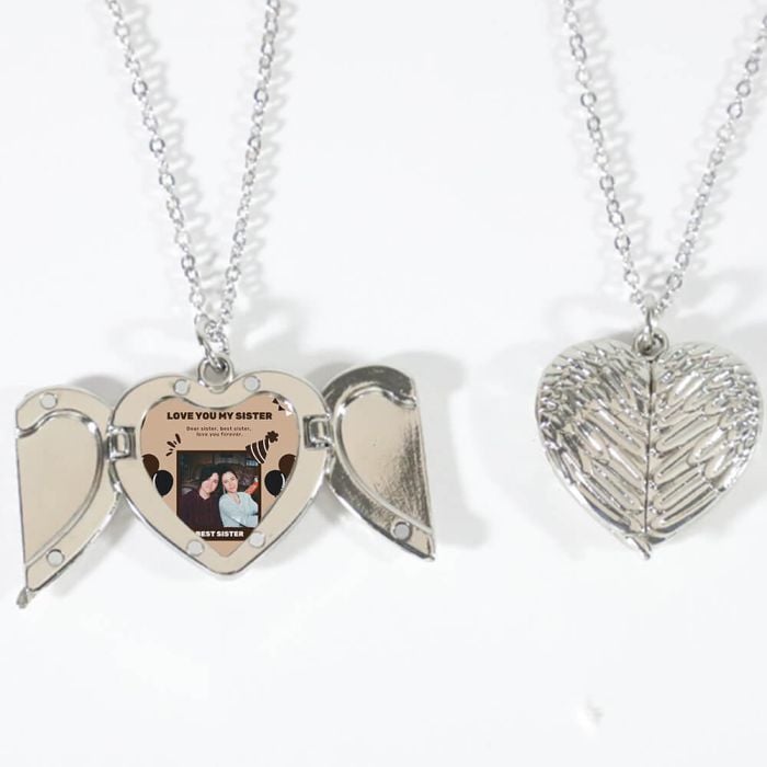 Personalisierte Geschenke fur Schwester Versilberte Foto Medaillon Halskette mit Foto selbst online gestalten und bedrucken