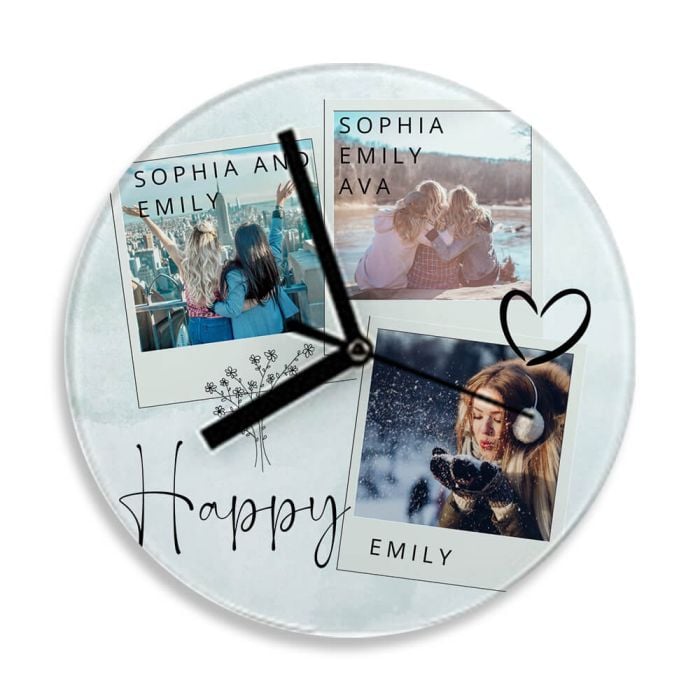 Personalized Name Day Gifts - Customized Round Photo Display Clock With Photos, Design, Texts ...